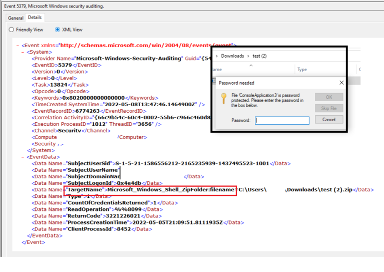 Windows Event ID 5379 to Detect Malicious Password-Protected File ...